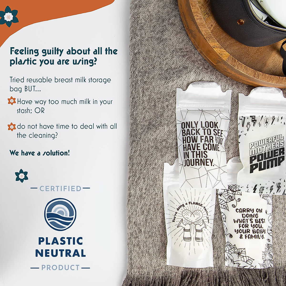 Idaho Jones Breast Milk Bag, Fun Quotes Breastmilk Storage Bags with 5 Slogans (60 Units, 8oz Capacity) - Ideal for Freezer and Breastmilk Cooler Bag - Breast Milk Storing Bags with Secure Double Zip