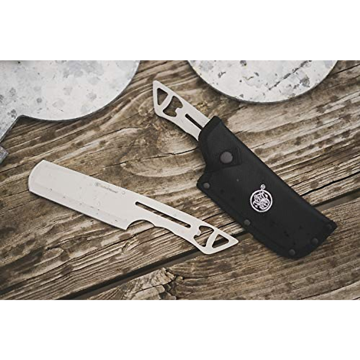Smith & Wesson 10in Throwing Cleavers with Full Tang Stainless Steel Design, Bottle Opener and Nylon Sheath for Recreation and Competition