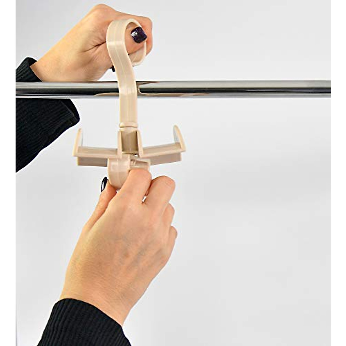 Home-X 3 Pcs Rotating Handbag Hanger for Closet, Purse Organizers, Closet Organizers, Handbag Storage, Purse Hanging Closet Hooks-Beige