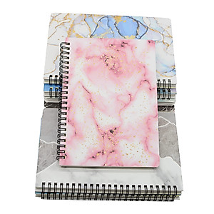 Yansanido Spiral Notebook, 8 Pcs A5 Marble Design Thick Hardcover 7mm College Ruled 80 Sheets -160 Pages Journals for Study and Notes (8 Style A5)