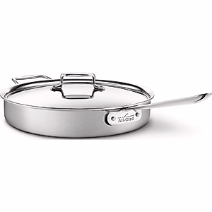 All-Clad BD55406 D5 Brushed 18/10 Stainless Steel 5-Ply Bonded Dishwasher Safe Saute Pan with Lid Cookware, 6-Quart , Silver