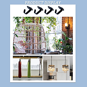 AUXBC Screw Mounted Ceiling Hooks, Stainless Steel, Heavy Duty Top Hook, Under-Shelf Towel/Robe Clothes Hook, Black Coat Hook with Mounting Screws for Bathroom Kitchen Cabinet Garage, 10pcs