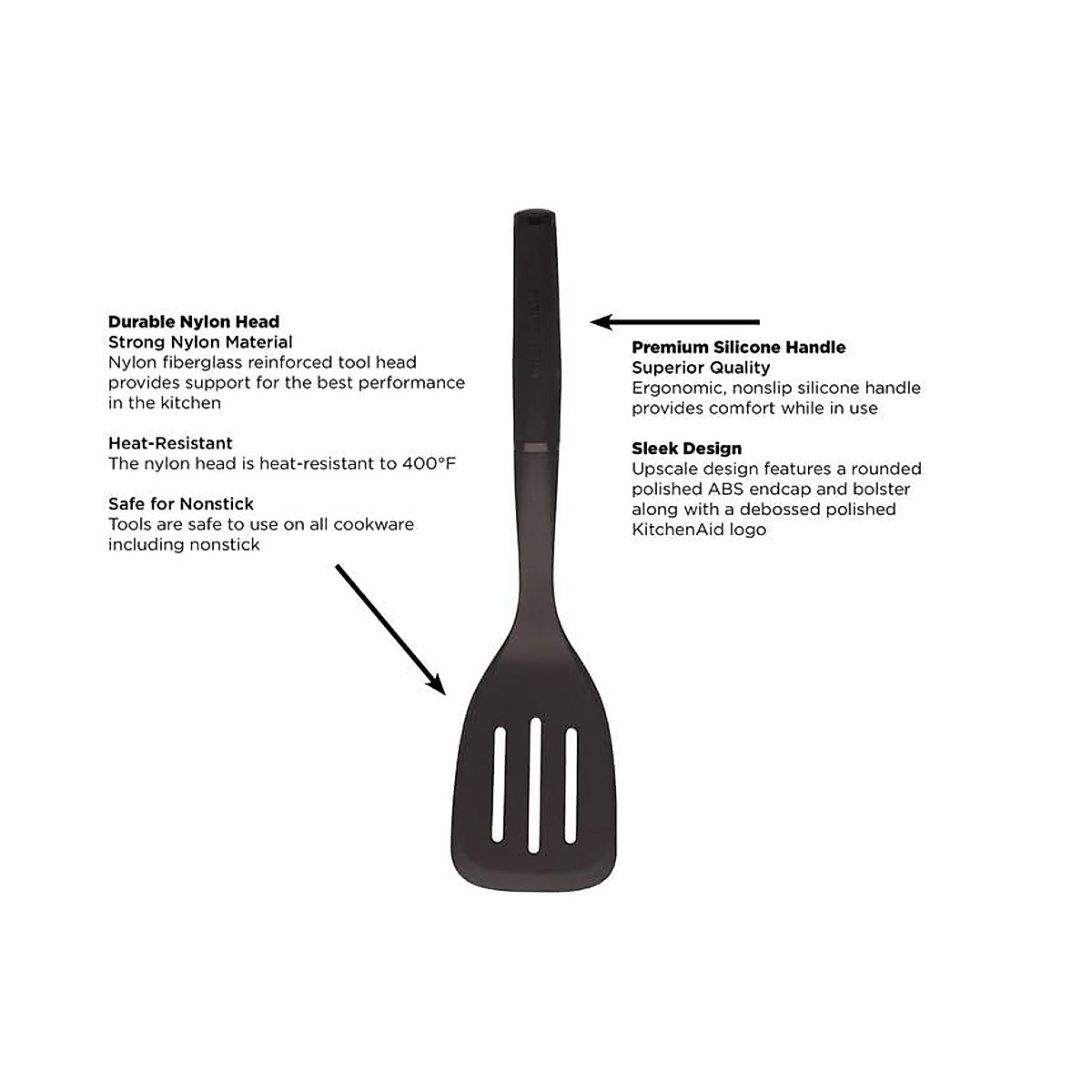 KitchenAid Classic Slotted Turner, One Size, Black 2, 13.66-Inch