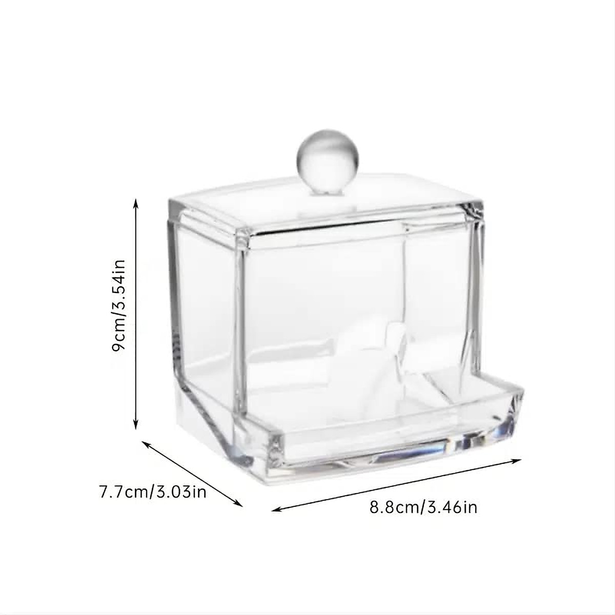 SINDAL 1pc 3.5*3.5in Acrylic Cotton Swabs Storage Holder, Cotton Swabs Box, Cotton Pads Holder