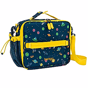 Bentgo® Kids Lunch Bag - Durable, Double Insulated, Water-Resistant Fabric, Interior & Exterior Zippered Pockets, Water Bottle Holder - Ideal for Children 3+ (Space)