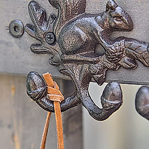 Sungmor Cast Iron Cute Squirrel 4 Hooks Coat Hanger - Key Hooks for Towel, Keys, Hats, Bags, Clothes - Antique Style Storage Organizer Wall Hing Rack