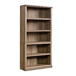 Sauder Select Collection 5-Shelf Bookcase, Salt Oak Finish & 3-Shelf Bookcase, Salt Oak Finish