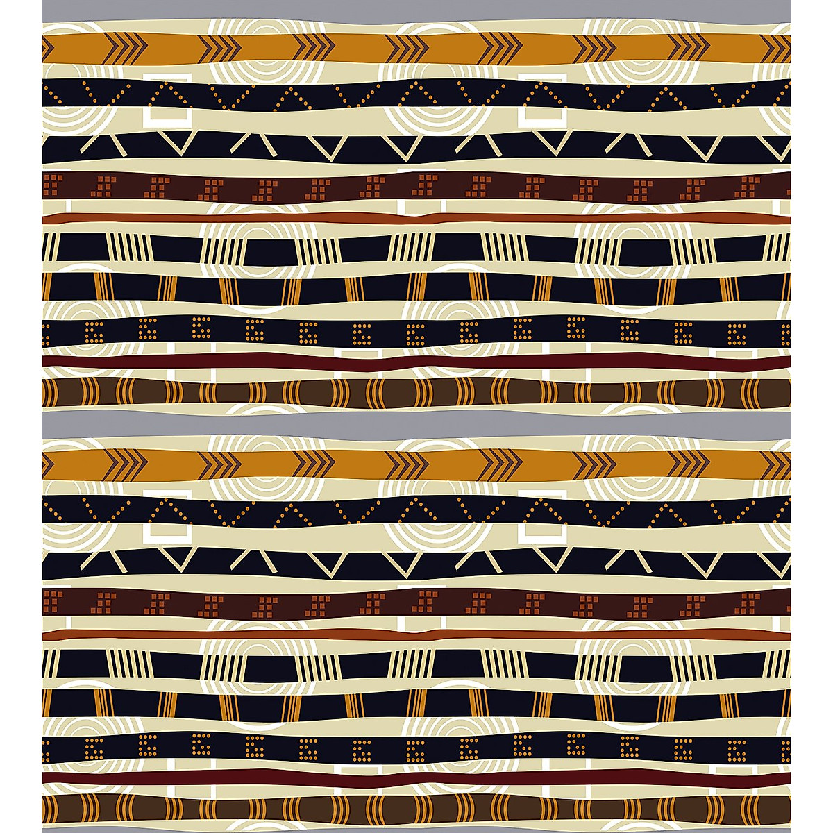 Ambesonne Abstract Duvet Cover Set, Ethnic Style Geometric Forms Striped Pattern on Bold Earth Tones Print, Decorative 3 Piece Bedding Set with 2 Pillow Shams, King Size, Orange Cream