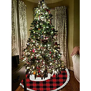 Small Christmas Tree Skirt Funnt White Deer,30 Inch Tree Skirt for Christmas Holiday Party Decoration,Rustic Tree Skirts Mat Home Indoor Outdoor Ornaments