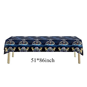 Buzz Lightyear Party Birthday Supplies, Buzz Lightyear Theme Party Tableware with Happy Birthday Banner, Tablecloth, Disposable 7" Paper Plates with Napkins for Kids Party Supplies Decorations