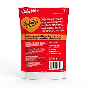 Delectables Squeeze Up Creamy Squeezable Puree, Lickable Wet Cat Treats, Grain Free, No Added Fillers, No By-Products, No Added Preservatives, 0.5 Ounces Tuna & Shrimp, 32 Tubes Total
