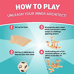 Tummple Mix - Wooden Block Stacking Tower Game – Fun Party Game & Family Board Game for Kids, Teens, & Adults – STEM Educational Game