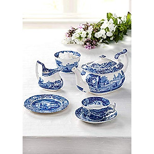 Spode Blue Italian Bread and Butter Plates | Set of 4 | Dessert and Appetizer Plate | Small, Round Blue and White Plate | Measures 6.5 Inches | Dishwasher Safe | Made in England