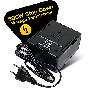 ELC 500-Watt Voltage Converter - Step Down - 220v to 110v / 240v to 120v Travel Power Converter - for Hair Straightener, Hair Dryer, Laptops and Chargers, CE Certified [3-Years Warranty]