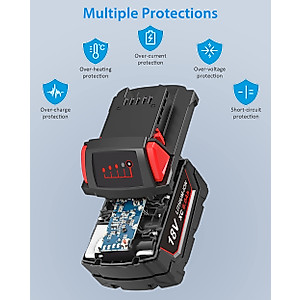 New Replacement Milwaukee M18 Battery Pack High Output 6.0Ah 18V for Milwaukee M18 Batteries Lithium 48-11-1862 48-11-1852 48-11-1850 48-11-1840 48-11-1822 48-11-1828 48-11-1815 Battery Pack (2-Pack)