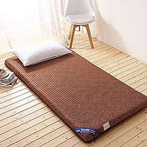 Soft Japanese Quilting Futon Mattresses, Thicken 10cm Tatami Mattress Foldable Floor Mat, Four Seasons Sleeping Pad-Coffee Twin: 90x200cm