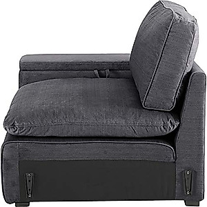 ClickDecor Symphony Mid-Century Microfiber Upholstered Modular Sofa Collection, Reversible Cloud Pillow Soft Seat Cushions, Storage, Charcoal