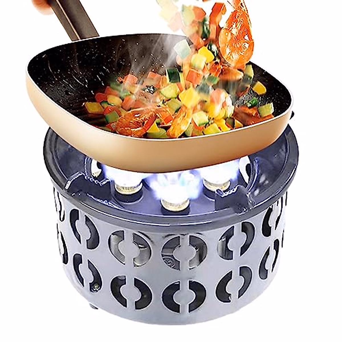 Camping Stove Burner Windproof Camp Stove, Portable Windproof Furnace Stove For Camping, 17800W Strong Firepower, Wind Protection Outdoor Stoves With Evenly Heated For Picnic Hiking Backpacking