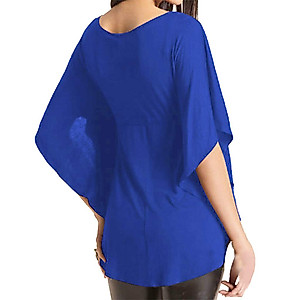 Womens Batwing Sleeve Blouse,V-Neck Tops Plain Summer Casual T Shirt Flowy Loose Pure Color Tops Plus Size Tunic Shirt