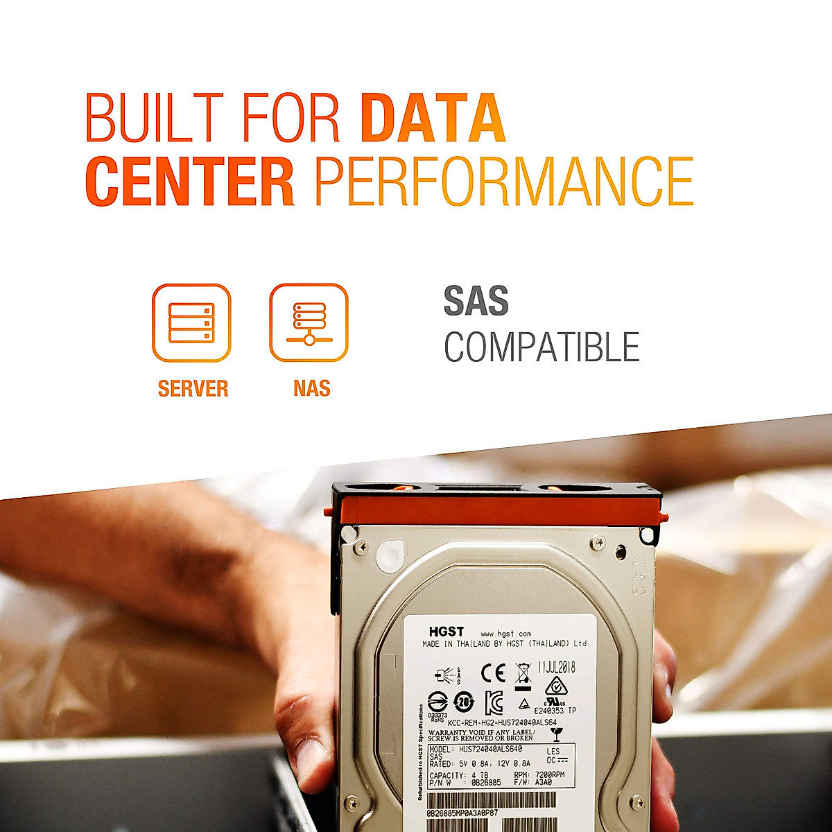 HGST Ultrastar 7K4000 4TB 7200 RPM 512n SAS 6Gb/s 3.5-Inch 64MB HDD Enterprise Hard Drive HUS724040ALS640 (0B26885) (Renewed)