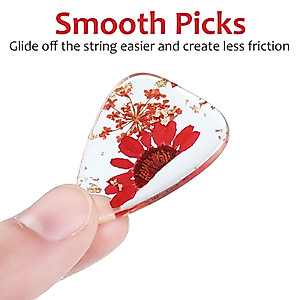 5 Pieces Flower Guitar Picks Dried Flower Resin Guitar Picks Handmade Plectrums Stylish Colorful Guitar Plectrums Floral Bass Picks for Electric, Acoustic Guitar Bass Ukulele, 5 Styles