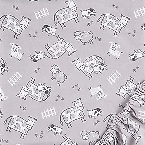 Sammy & Lou Cottage Cow 2-Pack Microfiber Fitted Crib Sheet Set, Fits Standard Crib Mattress 28 in x 52 in; Fully Elasticized,