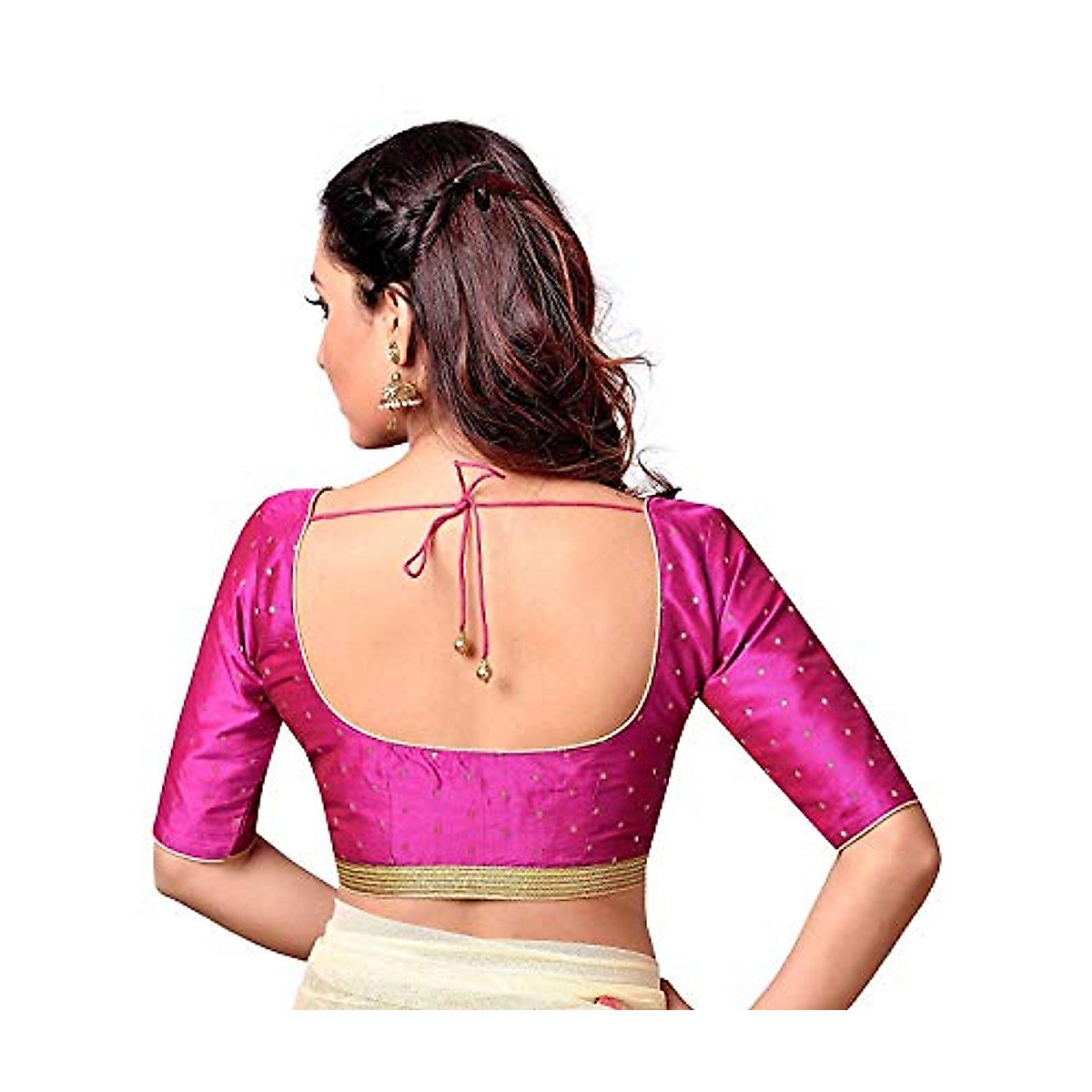 Readymade Saree Blouses Indian Choli for Women Readymade Blouse Saree Plain Padded Choli Top (as1, Numeric, Numeric_36, Regular, Regular, Pink 416)
