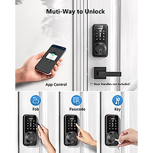 Zowill Smart Lock - Keyless Entry Door Lock with APP Control, Touchscreen Keypad Electronic Digital Lock, Auto-Lock, Easy Installation, Smart Deadbolt Lock for Front Door - Matte Black
