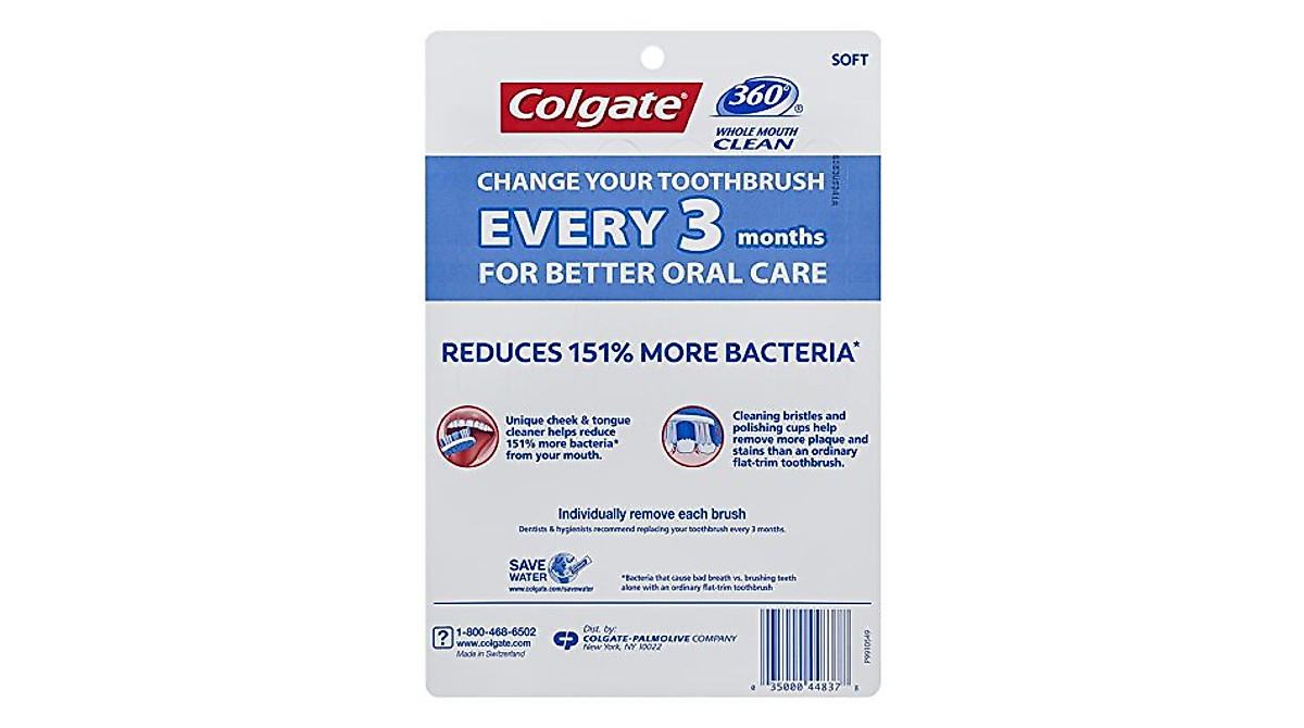 Colgate 360° Toothbrush with Tongue & Cheek Cleaner - Soft Bristles