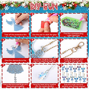 Riceshoot 12 Pcs Bereavement Gift Diamond Painting Kits for Sympathy Memorial Gift Diamond Painting Keychain Sympathy Gift for Loss of Loved One Remembrance Decor(Angel)