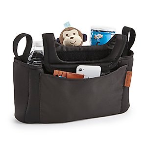 Contours Baby Stroller Organizer, Adjustable Stroller Caddy, Parent Organizer Accessory, Stroller Accessory, Cup Holder and Storage - Compatible with Select Contours Strollers and Wagons - Black