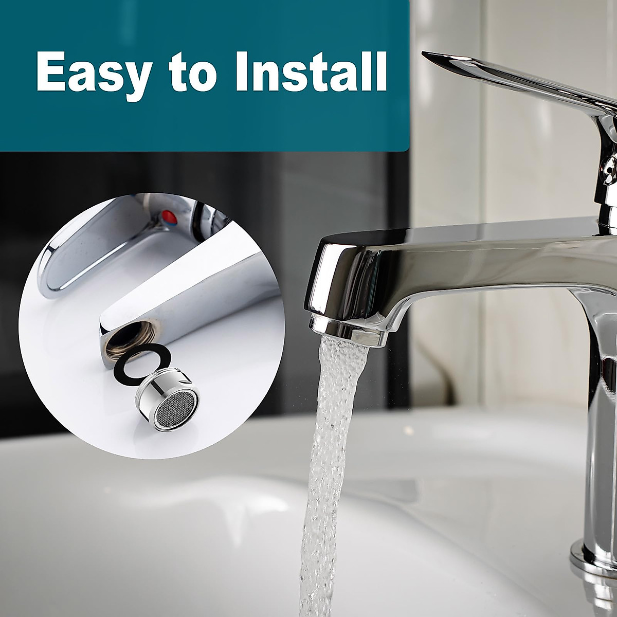 Wozoohyi Faucet Aerator 6PCS Sink Aerator Replacement Parts, 2.2 GPM Kitchen Sink Aerators Regular Standard,Bathroom Sink Aerator with Gasket,Kitchen Sink Aerators (A-Silver 6Pcs)