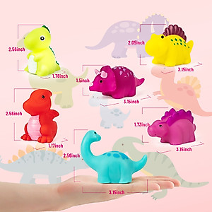 Vanmor 6 Packs Light Up Dinosaur Bath Toys for Toddlers, Floating Pool Bathtub Toys for Preschool Kids, Shower Water Baby Bath Sets for Child Infant Boy Girl in Bathroom Christmas Birthday Easter