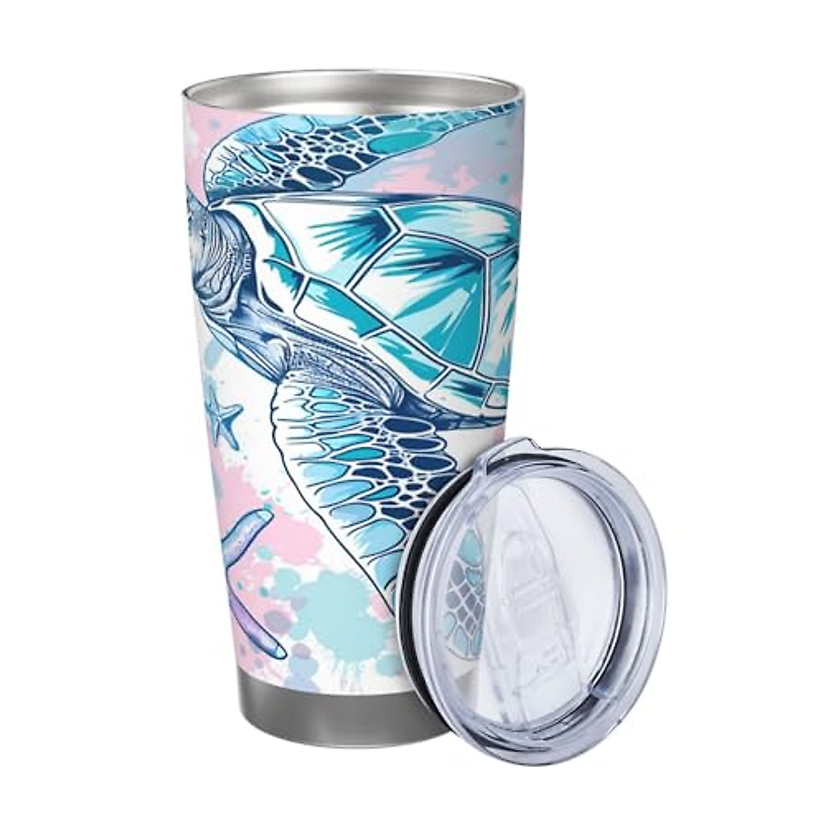 AYCZN Watercolor Ocean Turtle 20 OZ Tumbler Stainless Steel Travel Coffee Mug, Sea Starfish Insulated Water Bottle with Lid Leakproof Thermal Cup