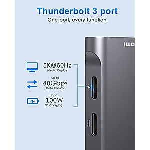 LIONWEI USB C Hub Adapter for MacBook Pro 2020, Multiport USB Adapter HDMI MacBook Pro Dongle for Card Readers with 4K HDMI, 2 USB 3.0, TF/SD, USB-C 100W and Thunderbolt 3 for MacBook Pro Air