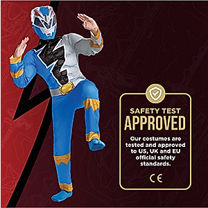 Blue Power Ranger Costume for Kids, Official Power Rangers Dino Fury Outfit with Mask, Child Size Small (4-6)