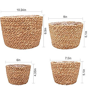 Seagrass Planter Basket Stylish Planter Baskets for Indoor and Outdoor Plants Perfect for Flower Pots Cover and Room Decoration, Set of 4