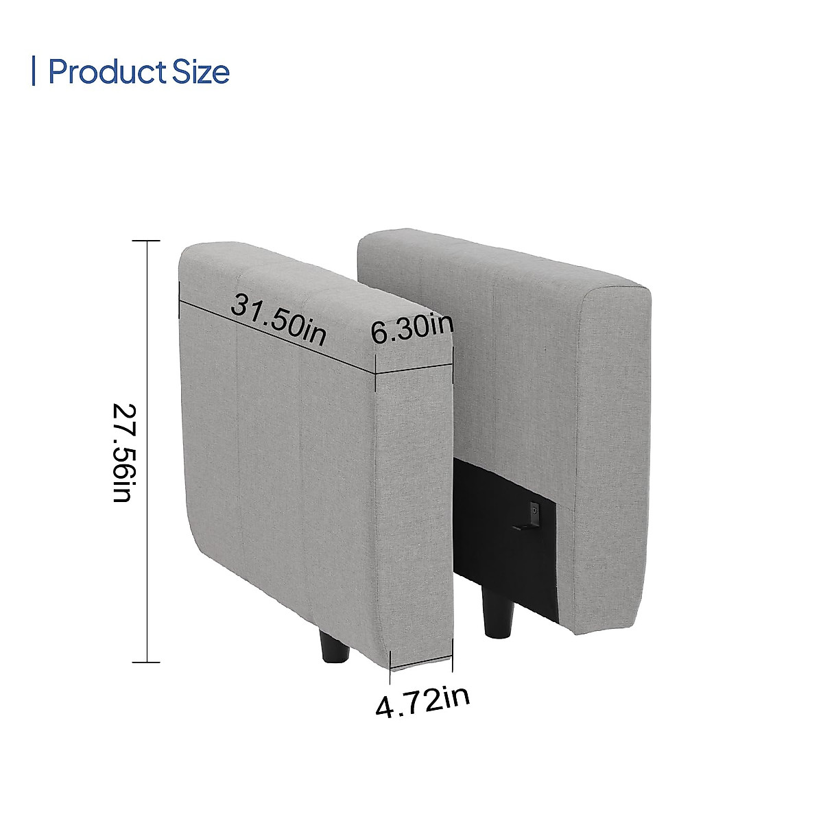 Arathorn Modular Sofa Armrest Module for Modular Sectional Sofa Couch, Pair of Armrest for Living Room Sofa Set, Grey
