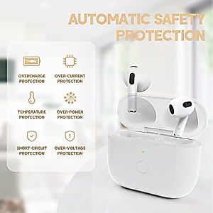 Rantuns Wireless Charging Case Replacement Compatible with AirPod 3rd Generation, Wireless Airpods 3rd Charger Case Built-in 600 mAh Battery with Bluetooth Pairing Sync Button Without Earbuds, White