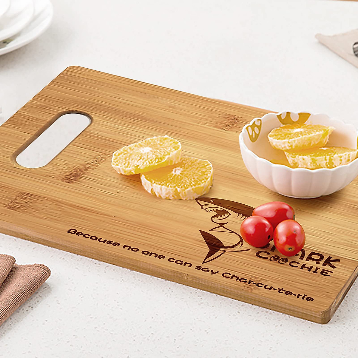 Shark Coochie Charcuterie Board Bamboo Cutting Board for Meat and Cheese Personalized Charcuterie Board Handmade Cutting Boards (Board C，11‘’)