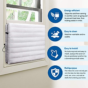 FORSPARK Indoor Air Conditioner Cover, AC Covers for Inside with Free Drawstring, 21 x 15 x 3.5 inches (L x H x D) - White