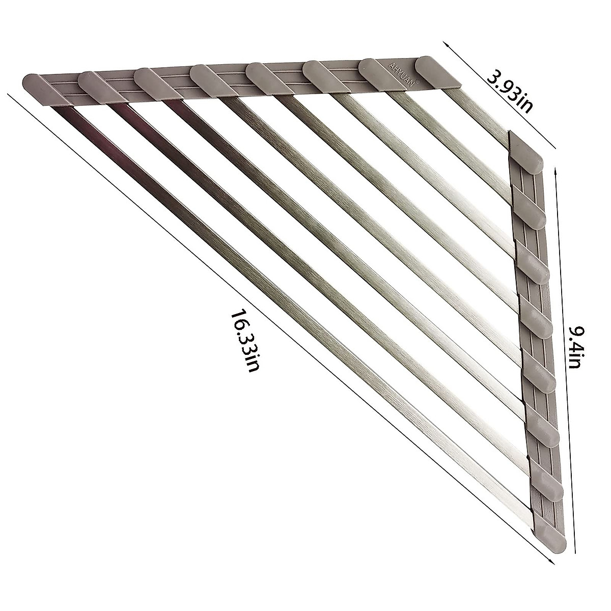 Ahyuan Corner Sink Dish Drainer Over The Sink Dish Drying Rack Corner Dish Rack SUS304 Cubic Stainless Still Kitchen Sponge Holder Corner Sink Sponge Caddy Dish Rack (Gray)