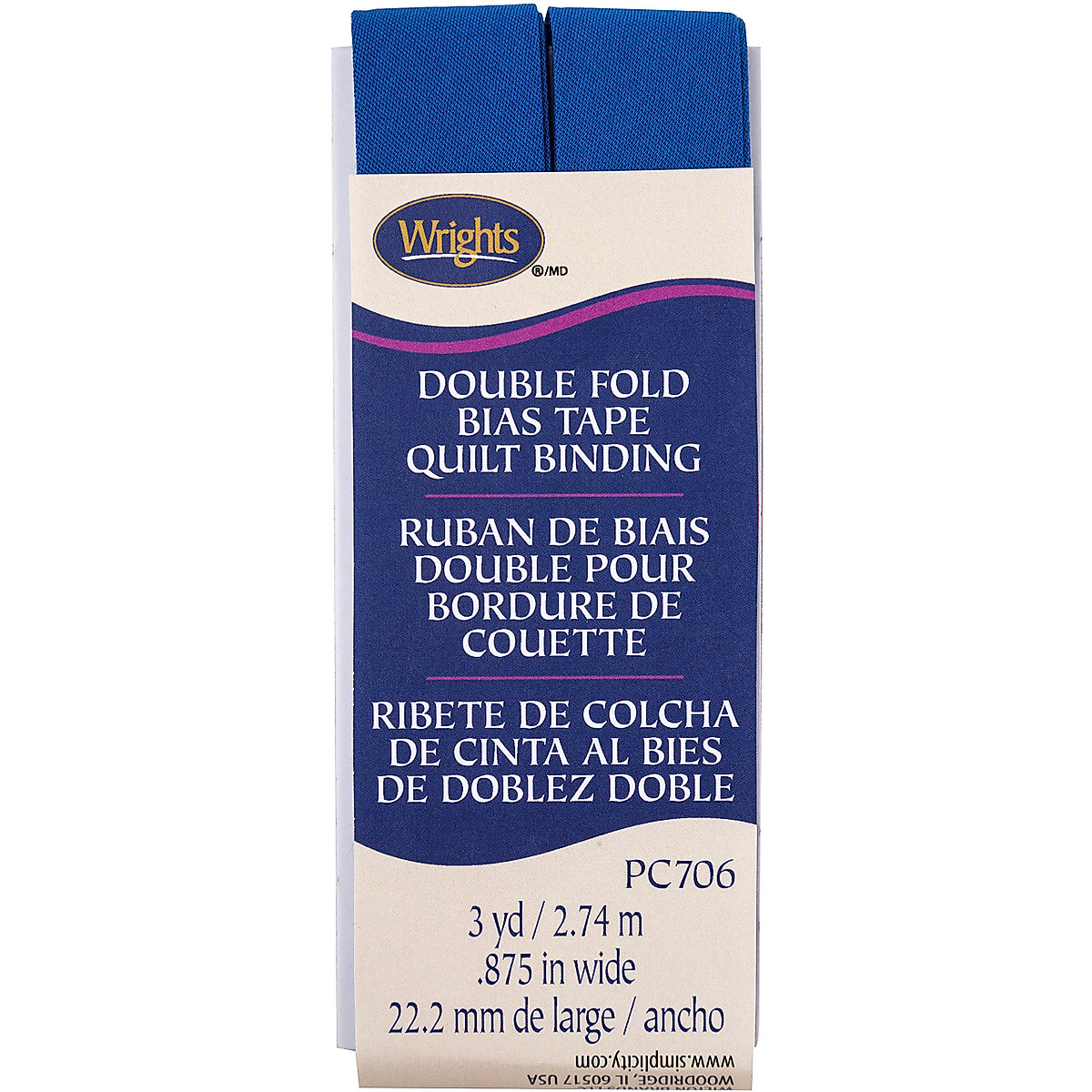 Wrights Snorkel Blue Double Fold Quilt Binding 7/8" X3yd, 1 Count (Pack of 1)