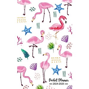 2024-2025 Pocket Planner: 24 Months Monthly Schedule Organizer from JANUARY - DECEMBER for Purse | 2-Year Appointment Notebook Small Size with Cute Flamingos