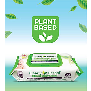 Clearly Herbal Baby Wipes, made with Essential Oils and Natural Herbal Extracts, Parent's Choice, Case Pack 864 Plant Based Wipes (12 Packs x 72 Count)