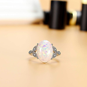 YAZILIND Platinum Plated Wedding Ring Opal Cubic Zirconia Engagement Women Jewelry Gift Size 9