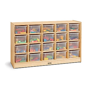 Jonti-Craft 04210JC 20 Cubbie-Tray Mobile Storage with Clear Bins 29.5 x 48 x 15 in