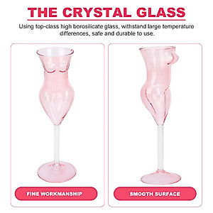 DOITOOL Miss Wine Glass Body Glass Set of 2 Clear Cocktail Glass Body Shaped, Unique Martini Glasses Beauty Body Shaped Wine Glass Goblet Cups Glassware for KTV Home Bar Club Restaurant ( Pink )