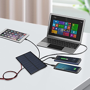 2pcs Mini Solar Cell Panel Module, Epoxy Power Supply Systerm Charger Battery DC 5V 250mA with Cable Length 30cm/11.8in