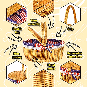 Wickerz Wicker Picnic Basket with Blanket - Luxurious Picnic Basket for 2 Or 4 Person with 78 x 58 inches Matt and 4 Napkins - Upgrade Your Outdoor Dining Experience with Picnic Baskets for Couples